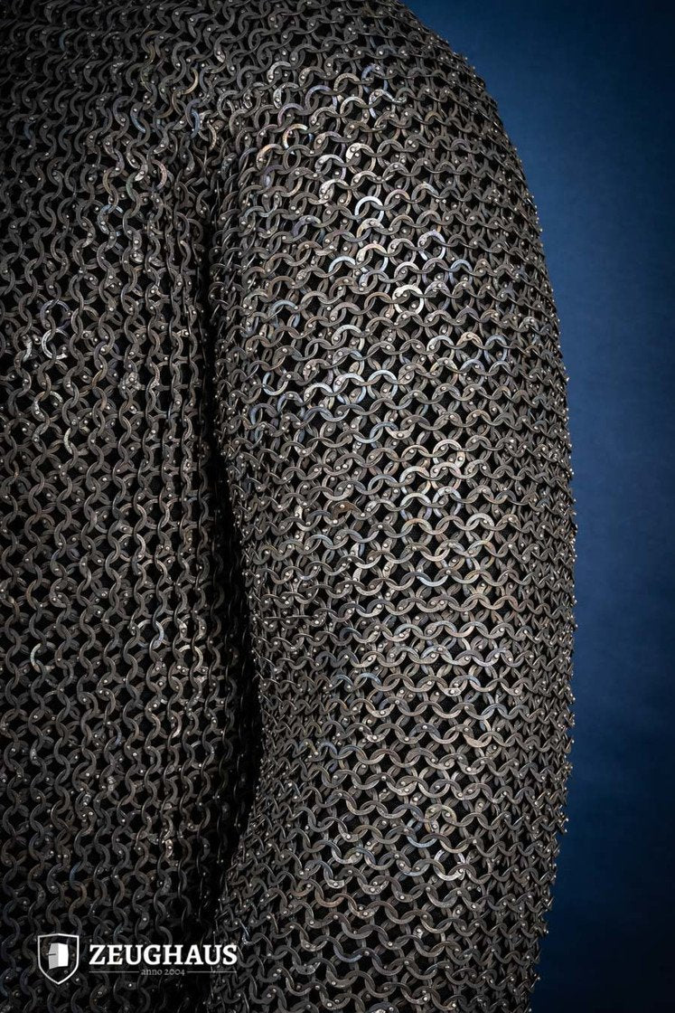 Chainmail Hauberk Flatring Riveted 9mm Titanium| GoblinSmith